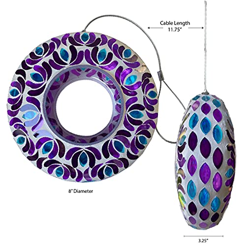 Lily's Home Hanging Outdoor Fly Through Wild Bird Feeder, an Excellent Addition to Any Garden, Mosaic. 8 Inches. Purple and Blue