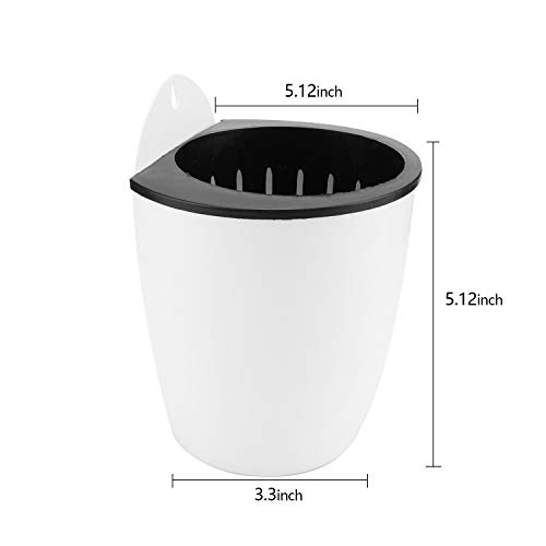 Jucoan 9 Pack Self Watering Hanging Planter, 5 Inch Dua-pots Lazy Flower Pot, White Plastic Wall Hanging Planter Pot with 9 Hooks for Garden Fence, Porch, Wall