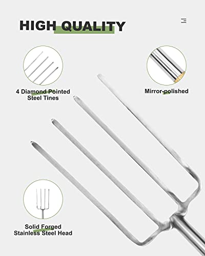 Garden Fork Heavy Duty Pitchfork for Digging Gardening Spade Fork 43 inch with D-Handle 4-Tine Pitch Fork Garden Tool for Spading Digging Turning Planting Cultivating Aerating Steel Compost Fork