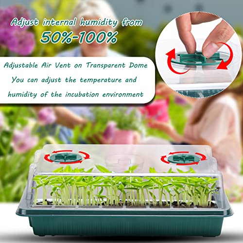 5 Pack Seed Starter Tray Seed Trays Garden Kit Humidity Seeding Tray Plant Germination with Clear Dome Trays for Seed Growth, 40 Cells Per Tray