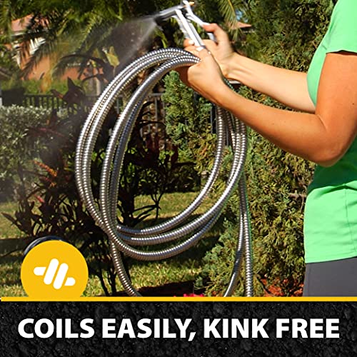 Bionic Steel 75 Foot Garden Hose 304 Stainless Steel Metal Hose β Super Tough & Flexible Water Hose, Lightweight, Crush Resistant Aluminum Fittings, Kink & Tangle Free, Rust Proof, Easy to Use & Store