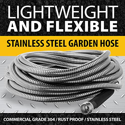 Bionic Steel 75 Foot Garden Hose 304 Stainless Steel Metal Hose β Super Tough & Flexible Water Hose, Lightweight, Crush Resistant Aluminum Fittings, Kink & Tangle Free, Rust Proof, Easy to Use & Store
