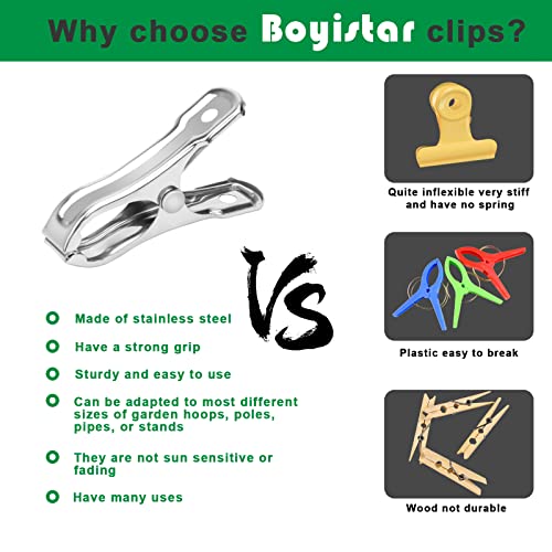 40 PCS Garden Clips, Boyistar Grip Strong Heavy Duty Greenhouse Clamps Clips Made of Stainless Steel for Plant Cover or Shade Cloth on Garden Hoops or Greenhouse Frame