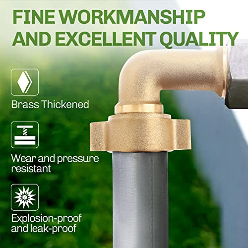 Litorange Garden Hose Elbow Connector 90 Degree Brass Hose Elbow Fitting Quick Swivel Connect Adapter Thread Size 3/4" + 2 Pressure Washers