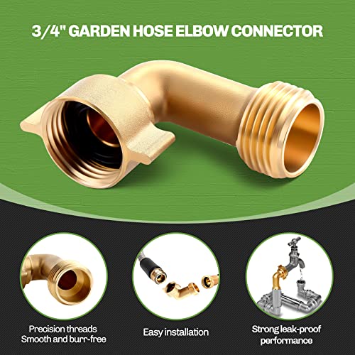 Litorange Garden Hose Elbow Connector 90 Degree Brass Hose Elbow Fitting Quick Swivel Connect Adapter Thread Size 3/4" + 2 Pressure Washers