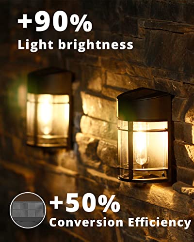 DOESLAG Solar Fence Lights, 8 Pack Deck Lights Waterproof Solar Outdoor Lights for Garden Fence Post Backyard Decor, Brown