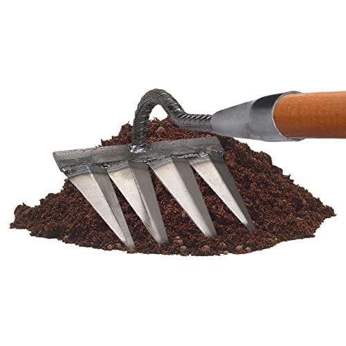 Geraffely Dethatcher Rake - Metal Hand Rakes for Gardening, Weeding,Garden Yard Lawn Heavy Duty Carbon Steel Rake, Cultivator Garden Tool Dethatcher Rake