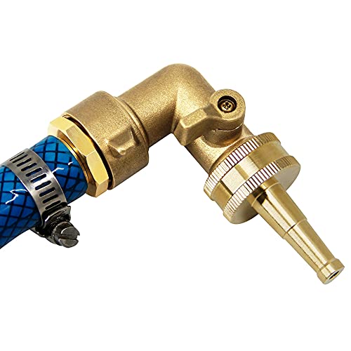 Twinkle Star 90 Degree Garden Hose Elbow with Shut Off Valve 2 Pack, 3/4" Heavy Duty Hose Adapter with 2 O-rings, Solid Brass Gooseneck Garden Hose Connector