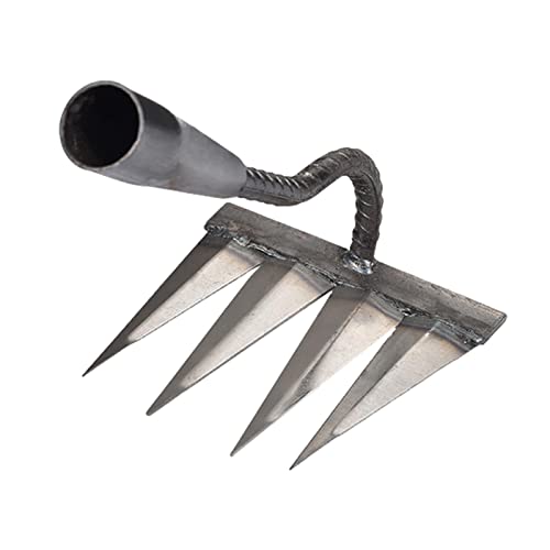 Geraffely Dethatcher Rake - Metal Hand Rakes for Gardening, Weeding,Garden Yard Lawn Heavy Duty Carbon Steel Rake, Cultivator Garden Tool Dethatcher Rake