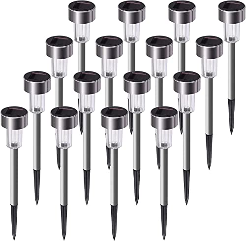 Solar Lights Outdoor, 16Pack Solar Pathway Lights Outdoor Stainless Steel Yard Lights, Waterproof Garden Lights for Pathway Walkway Patio Yard Lawn Driveway