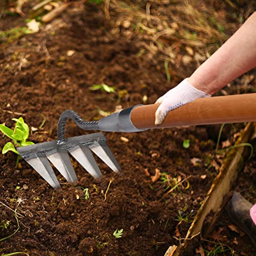 Geraffely Dethatcher Rake - Metal Hand Rakes for Gardening, Weeding,Garden Yard Lawn Heavy Duty Carbon Steel Rake, Cultivator Garden Tool Dethatcher Rake