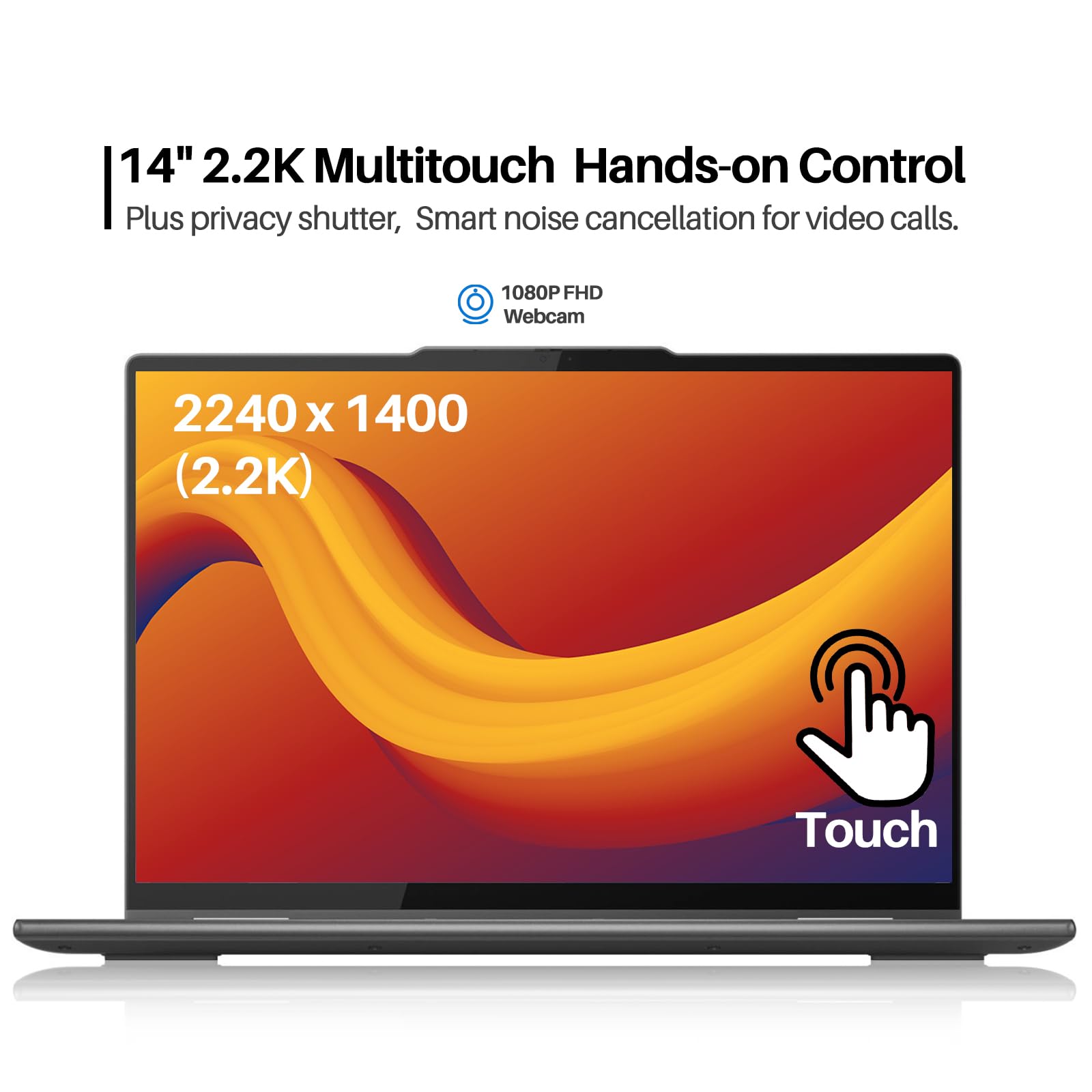 Lenovo 2023 Yoga 7i 2-in-1 Laptop 14" 2.2K Touchscreen, 13th Intel Core i7-1355U, 16GB LPDDR5, 512GB SSD, WiFi 6E, Thunderbolt 4, Backlit KB, Fingerprint, Win 11, 12H Use, Bundle with JAWFOAL