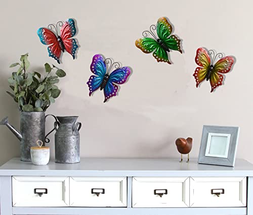 ShabbyDecor Metal Butterfly Wall Decoration Butterfly Outdoor Garden Decor Set of 4