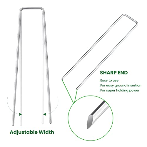 6 Inches Heavy Duty Galvanized Steel Garden Stakes Staples Securing Pegs for Securing Weed Fabric Landscape Fabric Netting Ground Sheets and Fleece, Christmas Decoration Accessories (50, Silver)