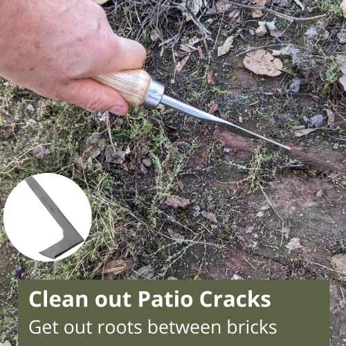 Weed Puller and Patio Paver Weeding Tool Set - Two Classic, Heavy Duty, Stainless Steel Weeding Tools with Beautiful Wooden Handles - by Truly Garden