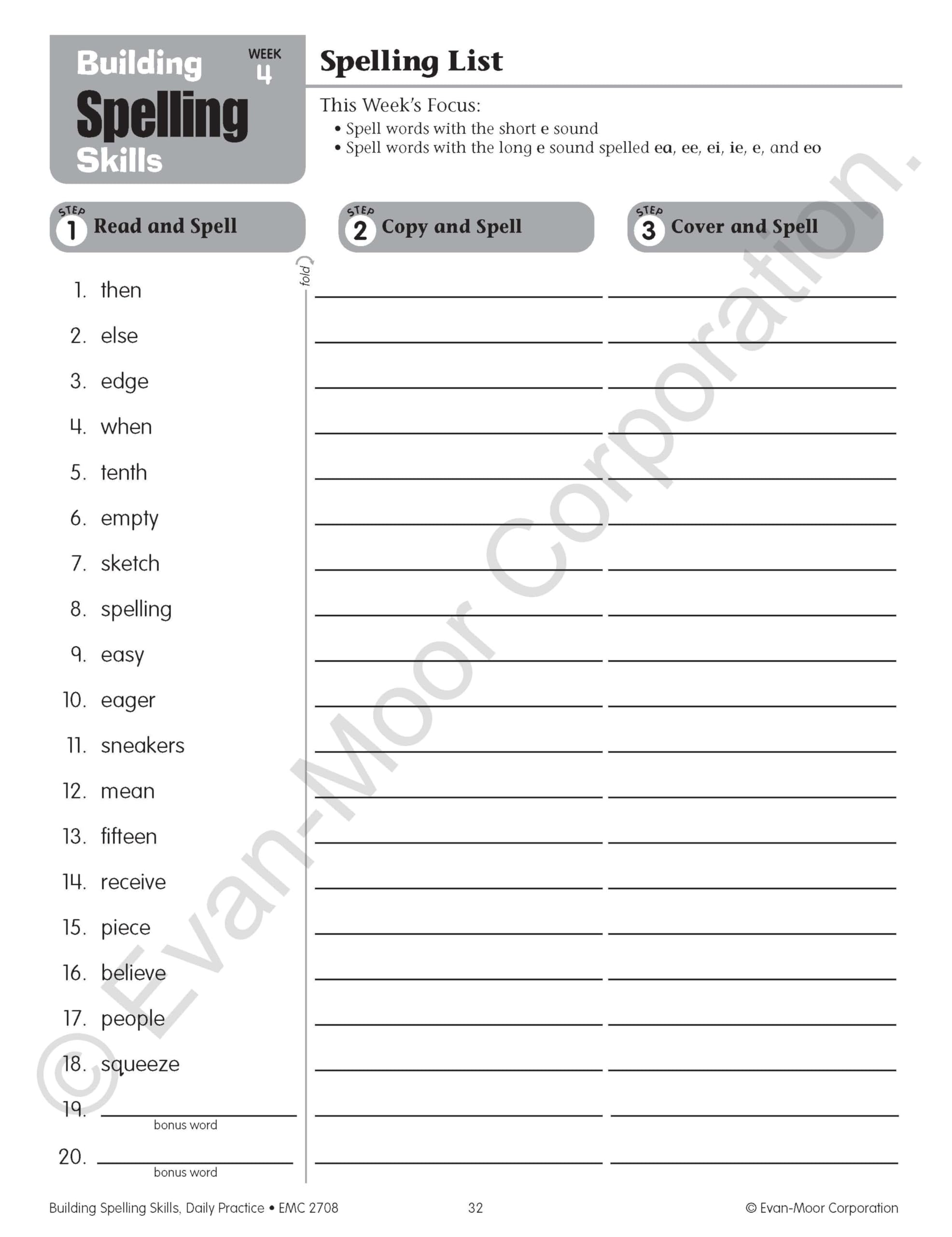 Evan-Moor Building Spelling Skills, Grade 4 - Homeschooling & Classroom Resource Workbook, Reproducible Worksheets, Teaching Edition, Spelling Strategies, Reading and Writing Skills