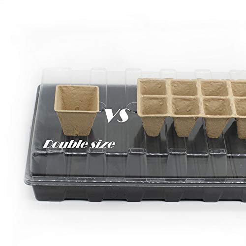Seed Starter Kit with 100 Peat Pots for Seedlings Seed Starter Tray, Including 100 Square Biodegradable Seed Starter Pods, 5 Plastic Growing Trays & 20 Plant Labels