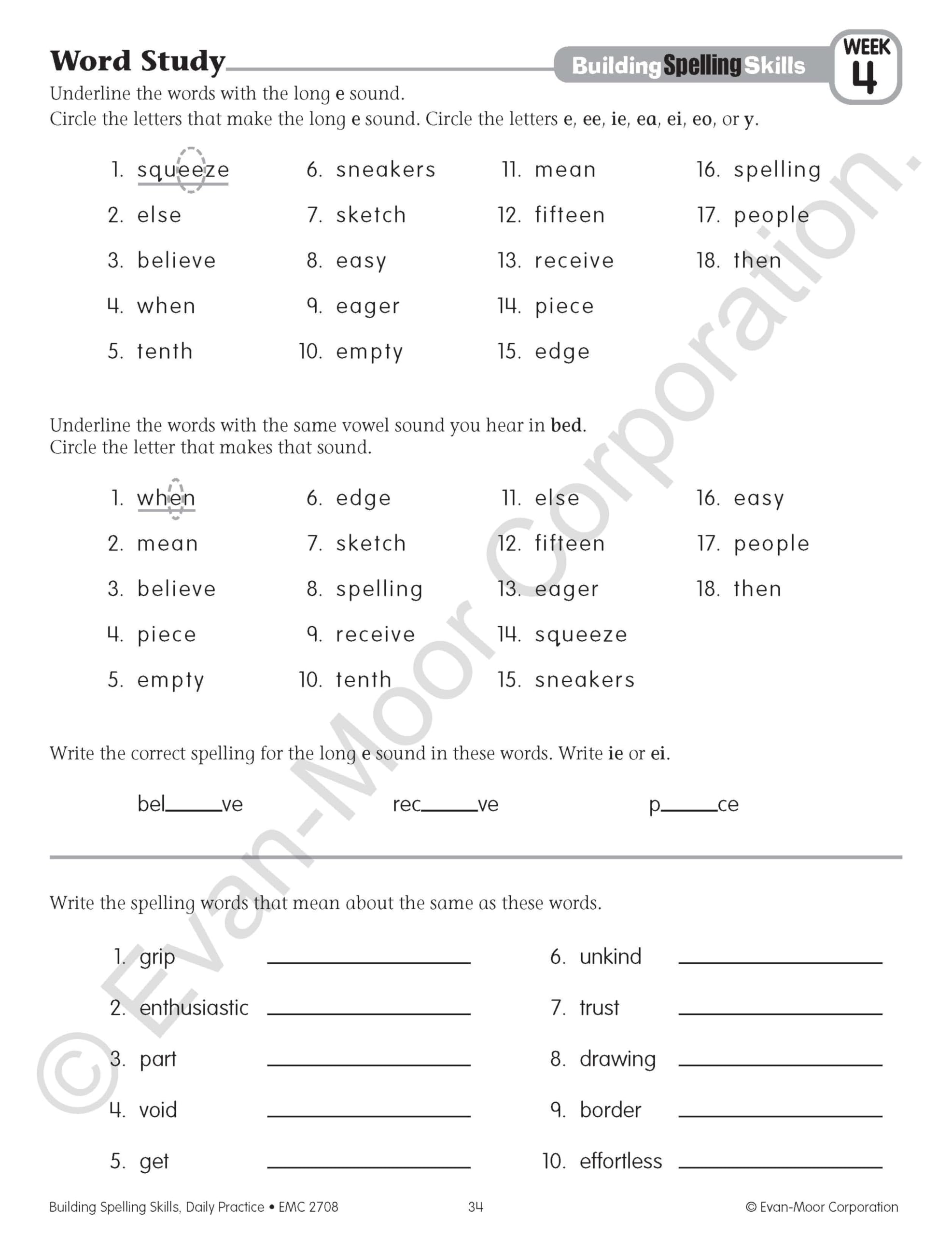 Evan-Moor Building Spelling Skills, Grade 4 - Homeschooling & Classroom Resource Workbook, Reproducible Worksheets, Teaching Edition, Spelling Strategies, Reading and Writing Skills