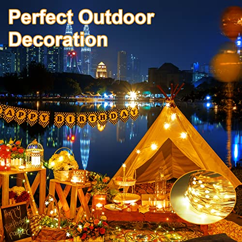 BOLWEO 2 Pack Solar Powered String Lights, Solar Fairy Lights,16.4Ft 50LED Waterproof Wire Lighting for Indoor Outdoor Christmas Tree Halloween Diwali Home Garden Decoration(Warm White)