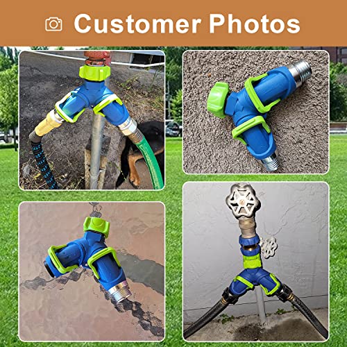 Hose Splitter 2 Way Heavy Duty, Garden Hose Splitter, Brass Y Hose Splitter with Thumb Control Valves, 3/4" Two Way Water Hose Splitter Faucet Splitter Shut Off Valve Hose Connector Adapter