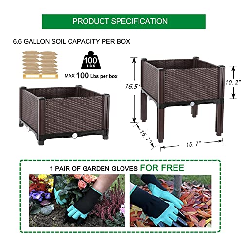 Raised Garden Beds Elevated Planter Box for Outdoor Plants Growing Perfect for Vegetables Flowers Fruits Herbs Planting in Patio Balcony, Brown