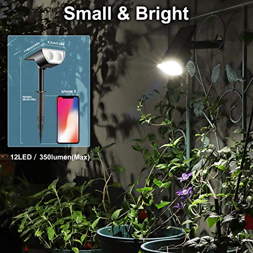 Solar Spot Lights Outdoor, Consciot 12 LEDs IP67 Waterproof Dusk-to-Dawn Solar Landscape Spotlights, Auto On/Off, 2-in-1 Adjustable Solar Powered Wall Lights for Garden Yard, 6 Pack (3000K Warm White)