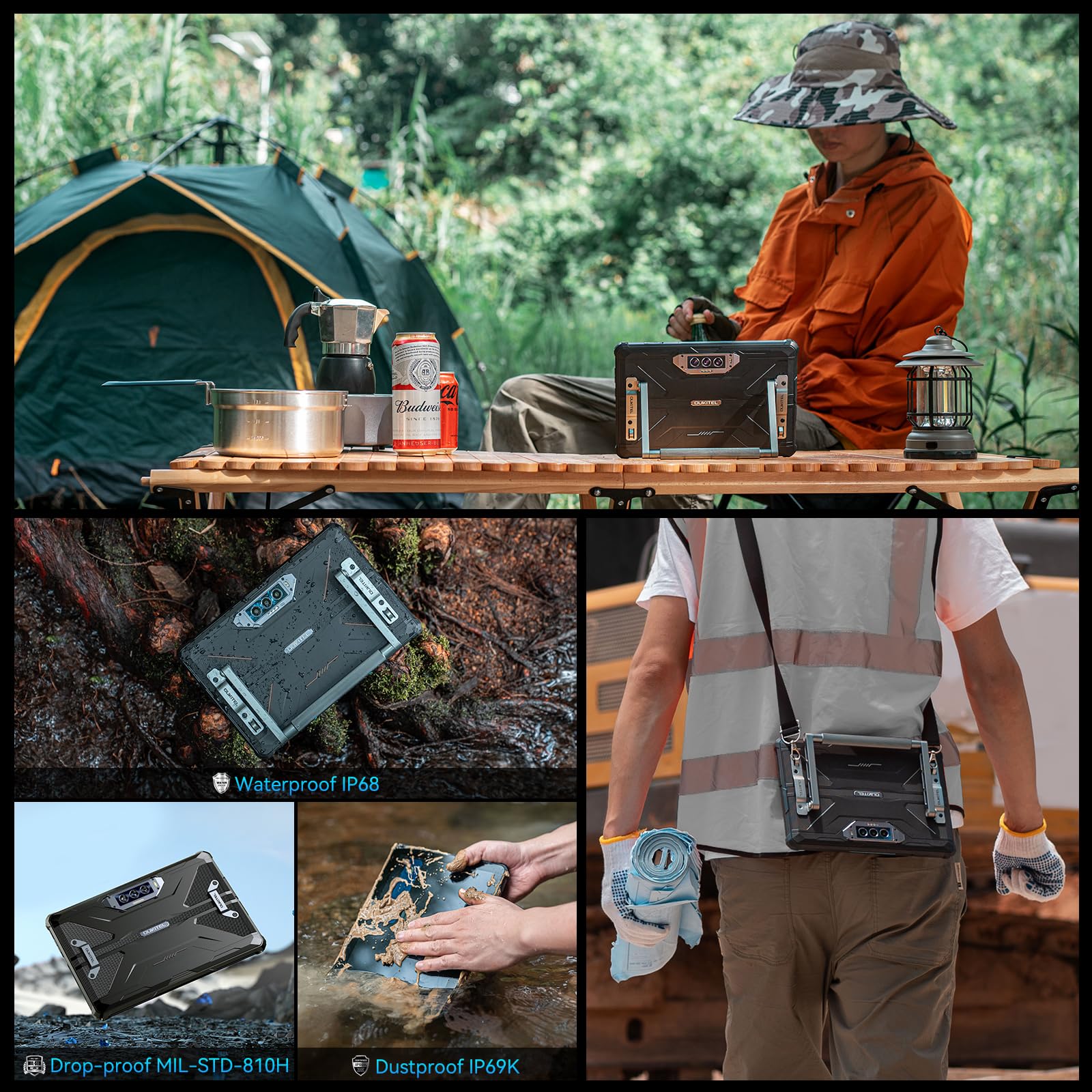 OUKITEL RT7 5G Rugged Tablet Android 13, 32000mAh Battery 24GB+256GB - Waterproof Tablet, 10.1" FHD+Tablets 33W Fast Charging,48MP+32MP+20MP Night Vision Camera,5G Dual SIM+5G WiFi/OTG/GPS/T-Mobile