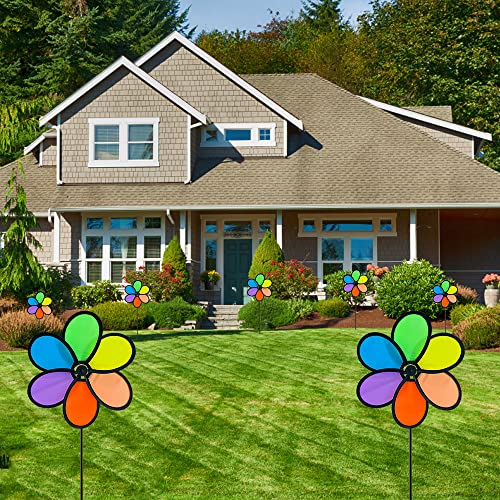 timecity 9.4 inch Wind Spinners Flower Spinners Colorful Wind Spinners for Lawn Pinwheels Windmill Party Pinwheel Wind Spinner Yard and Garden ,4pcs