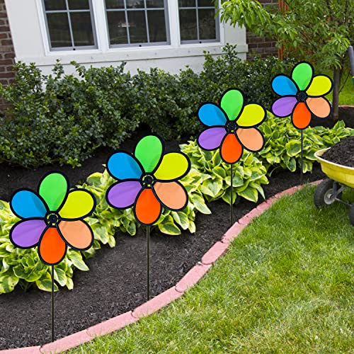 timecity 9.4 inch Wind Spinners Flower Spinners Colorful Wind Spinners for Lawn Pinwheels Windmill Party Pinwheel Wind Spinner Yard and Garden ,4pcs