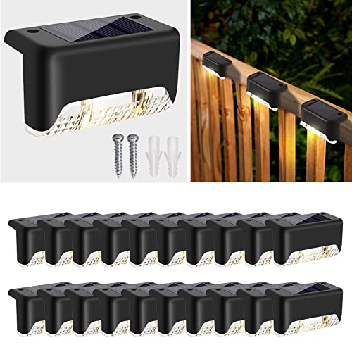 KIALUSH Deck Lights Solar Powered, 20 Pack Solar Deck Lights Outdoor Waterproof Led, Step Lights Solar Powered Used Outside, Solar Lights for Deck, Stairs, Patio Fence, Garden, Tiny Led Step Lights