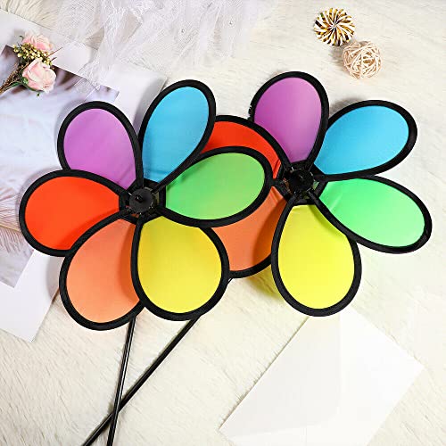 timecity 9.4 inch Wind Spinners Flower Spinners Colorful Wind Spinners for Lawn Pinwheels Windmill Party Pinwheel Wind Spinner Yard and Garden ,4pcs