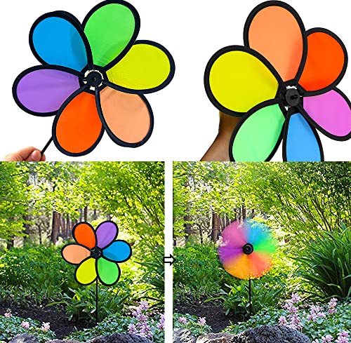 timecity 9.4 inch Wind Spinners Flower Spinners Colorful Wind Spinners for Lawn Pinwheels Windmill Party Pinwheel Wind Spinner Yard and Garden ,4pcs