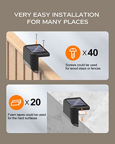 KIALUSH Deck Lights Solar Powered, 20 Pack Solar Deck Lights Outdoor Waterproof Led, Step Lights Solar Powered Used Outside, Solar Lights for Deck, Stairs, Patio Fence, Garden, Tiny Led Step Lights