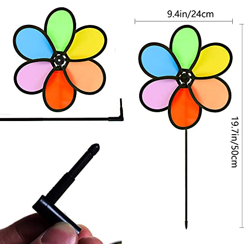 timecity 9.4 inch Wind Spinners Flower Spinners Colorful Wind Spinners for Lawn Pinwheels Windmill Party Pinwheel Wind Spinner Yard and Garden ,4pcs