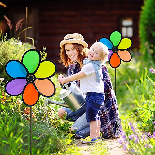 timecity 9.4 inch Wind Spinners Flower Spinners Colorful Wind Spinners for Lawn Pinwheels Windmill Party Pinwheel Wind Spinner Yard and Garden ,4pcs