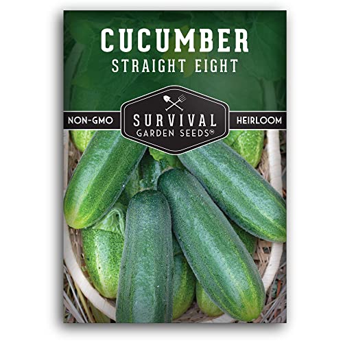 Survival Garden Seeds - Straight Eight Cucumber Seed for Planting - Packet with Instructions to Plant and Grow Pickling and Slicing Cucumbers in Your Home Vegetable Garden - Non-GMO Heirloom Variety