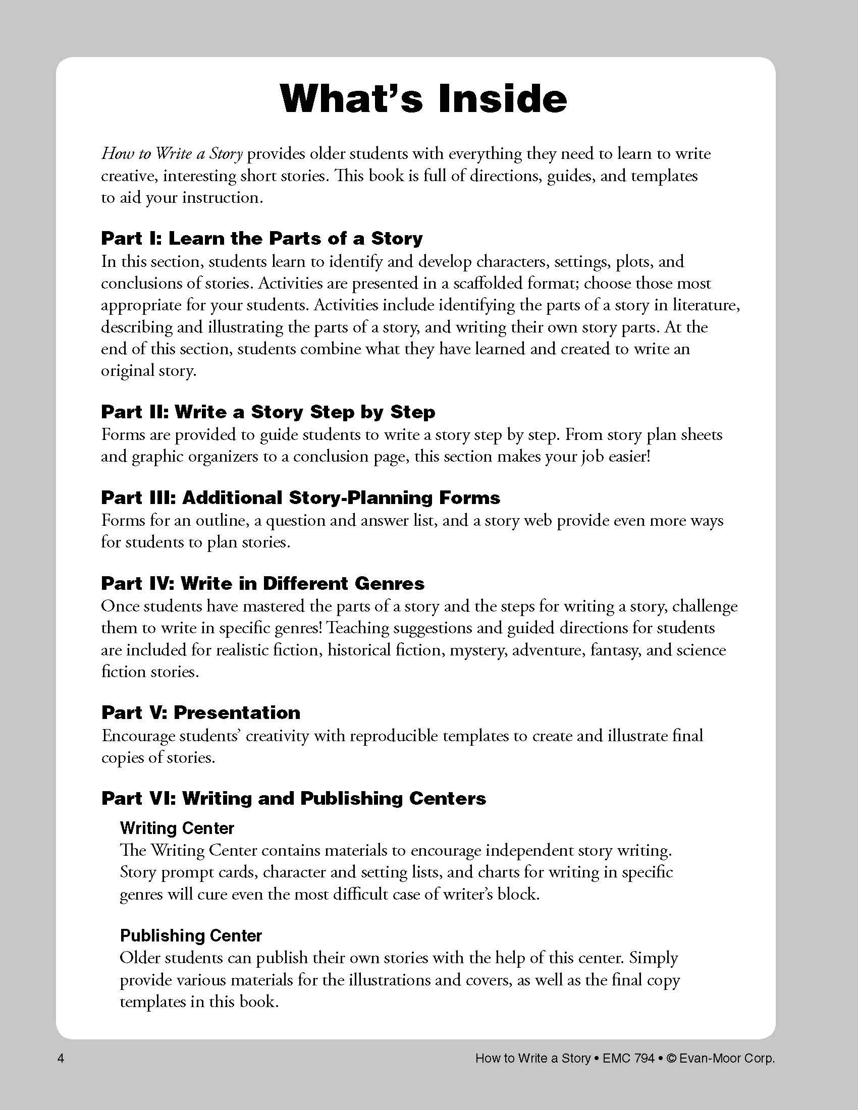 How to Write a Story, Grades 4-6+