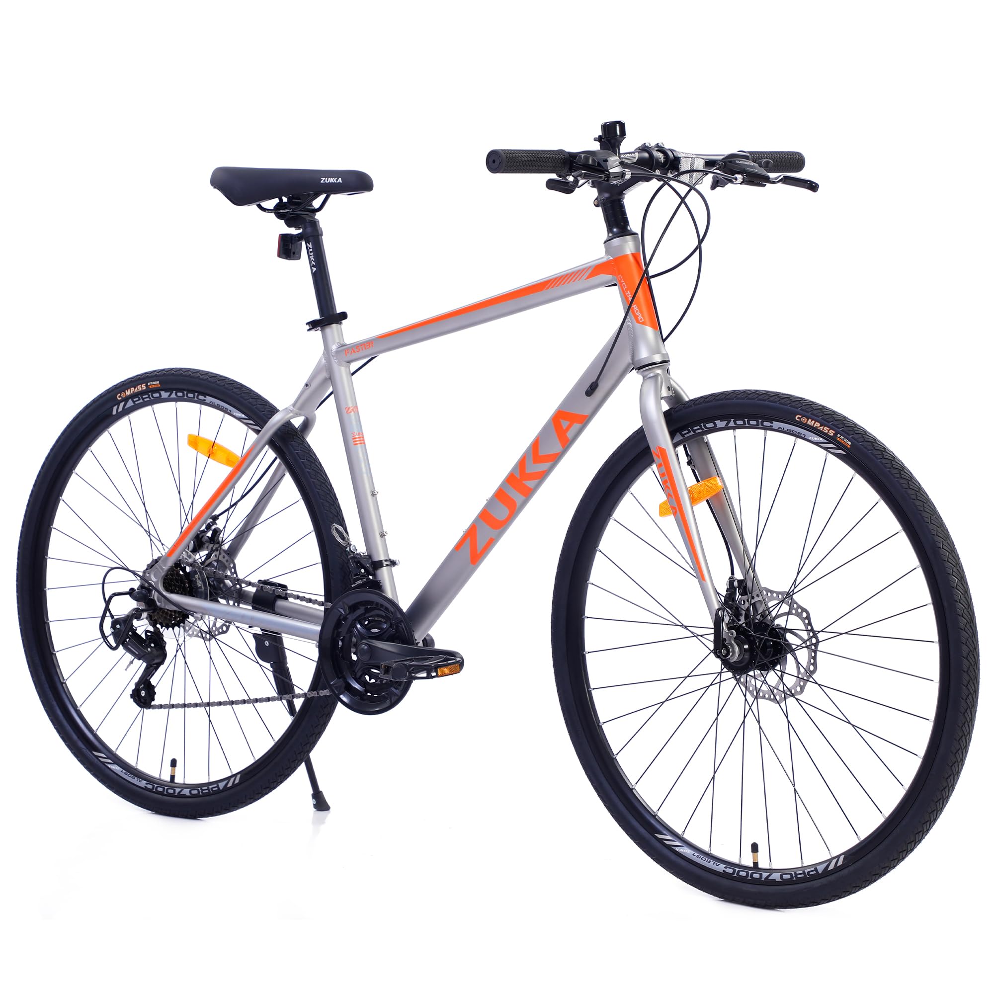 WEFIYERS 700C Road Bike Shimano 21 Speeds Aluminium Alloy Frame,Disc Brake&Racing Bicycle,Commuter Hybrid Bike for Men/Women Junior Senior (Orange)