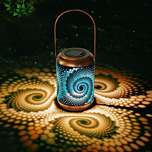 DIBIEECN Solar Lanterns Outdoor Hanging Lantern Metal Waterproof LED Lantern with Solar Powered Garden Patio Decorations Decor Lantern with Handle Christmas Gift Idea