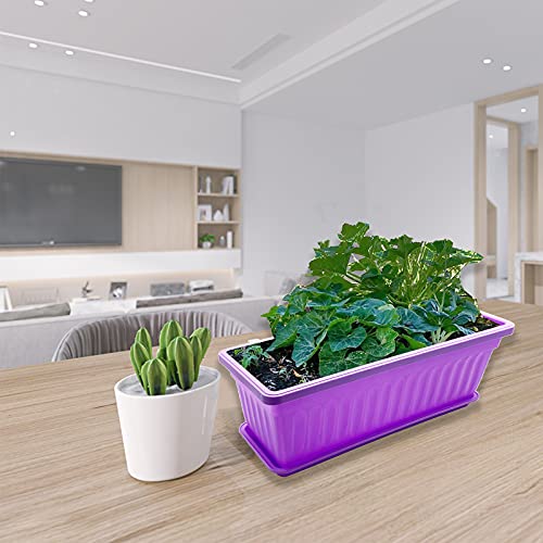 PURPLE STAR 1N 4 Packs 17 Inch Rectangular Window Flower Box Planter with Tray for Balcony,Windowsill,Garden
