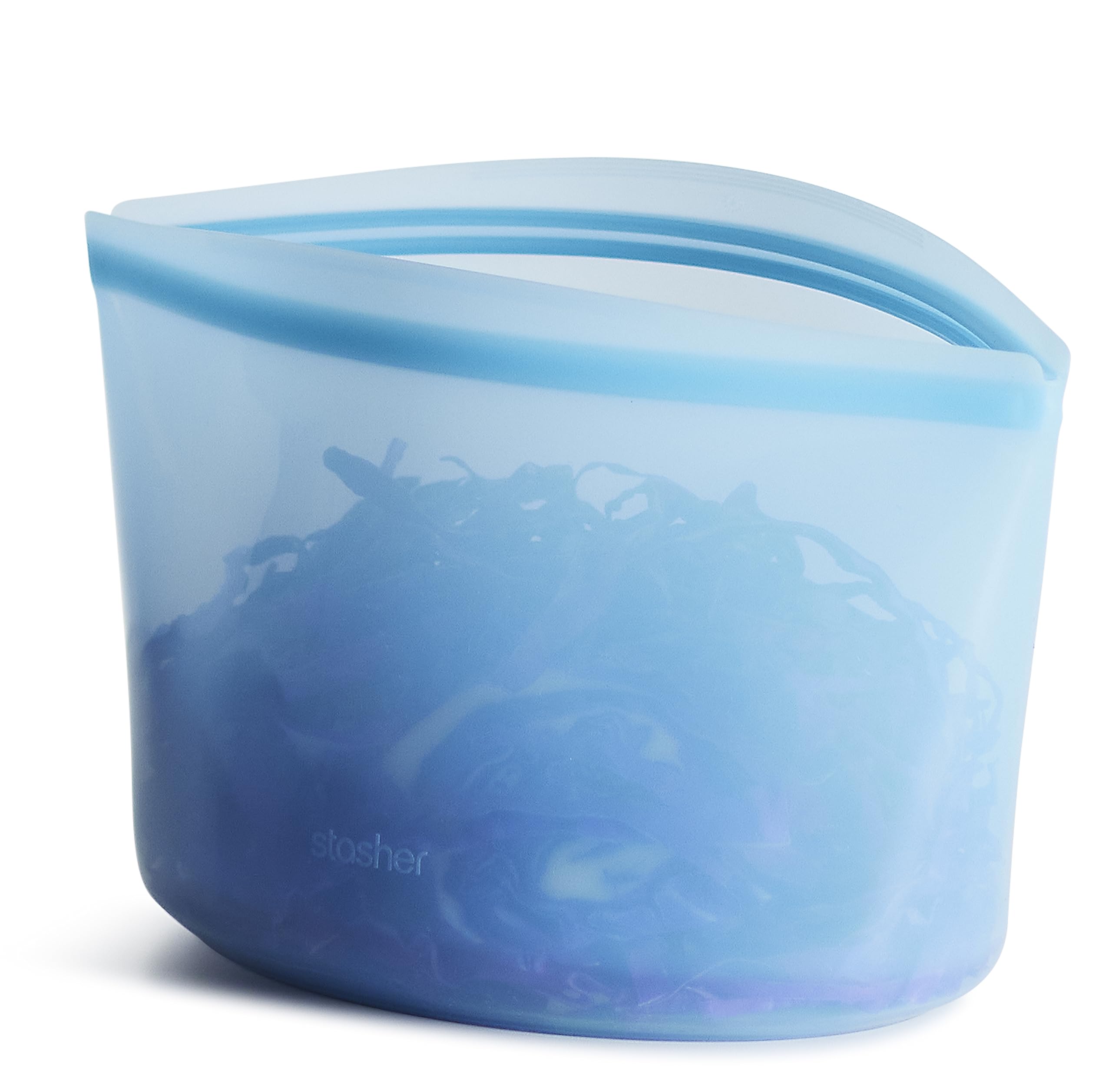Stasher Premium Silicone Reusable Food Storage Bag, Blue | Microwave, Sous Vide, Dishwasher, Oven and Freezer Safe | BPA Free, Leak-free, Eco-friendly, 8-Cup Bowl