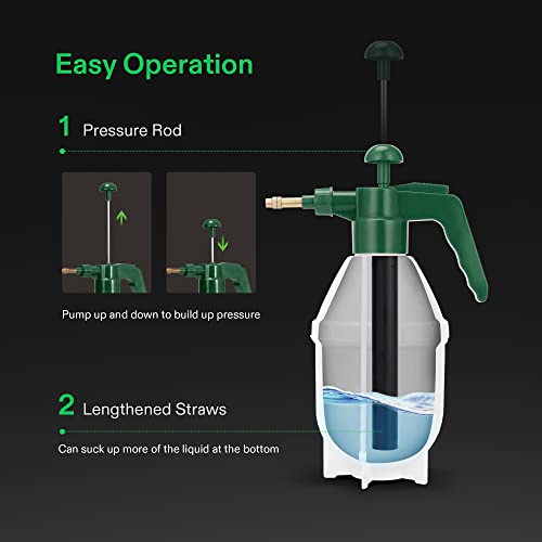 VIVOSUN 0.2 Gallon Handheld Garden Pump Sprayer, 27 oz Gallon Lawn & Garden Pressure Water Spray Bottle with Adjustable Brass Nozzle, for Plants and Other Cleaning Solutions (0.8L Green)