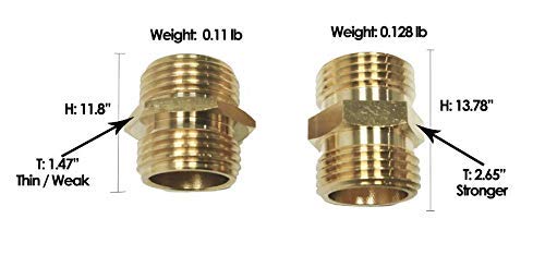 HQMPC Garden Hose Connector Bras Hose Adapter Garden Hose Hex Male Fitting Connector Male to Male 3/4 Inch GTH Thread Brass Connector, 4-Pack