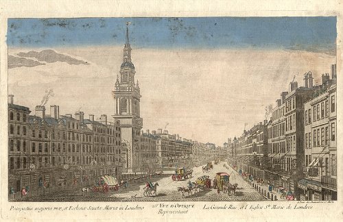 [LONDON]Prospectus majoris via, et Ecclesia Sancta maria in Londino: La Grande Rⁿe, et l'Eglise Ste Marie de Londres