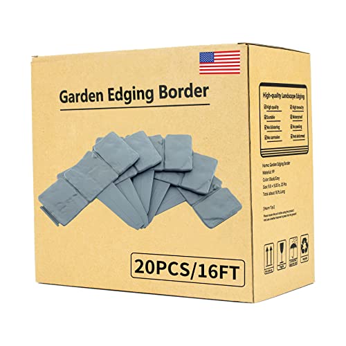 Garden Edging Border Landscape Edging Borders for Flower Beds,16 FT Imitation Stone Effect Garden Lawn Border No Dig Landscape Edging (Grey-20)