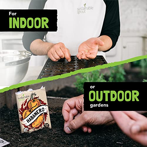 Hot Pepper Seeds Variety 7 Pack — Includes Cayenne, Anaheim, Jalapeno, Hungarian Wax Pepper, Habanero, Serrano and Poblano — Heirloom Chili Seed Packets for Planting in Your Organic Garden
