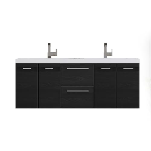 Alya Bath Ripley 60" Double Wall Mounted Bathroom Vanity in Black