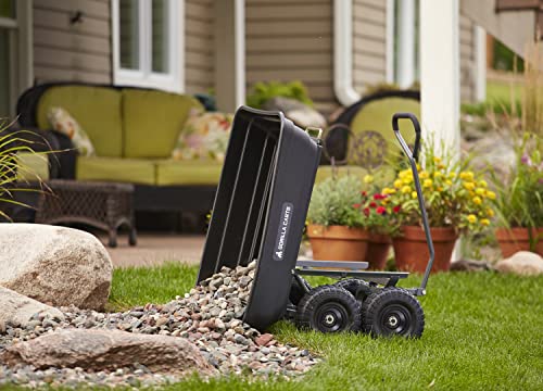 Gorilla Carts GOR4PS Poly Garden Dump Cart with Steel Frame and 10-in. Pneumatic Tires, 600-Pound Capacity, Black