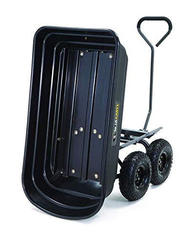 Gorilla Carts GOR4PS Poly Garden Dump Cart with Steel Frame and 10-in. Pneumatic Tires, 600-Pound Capacity, Black
