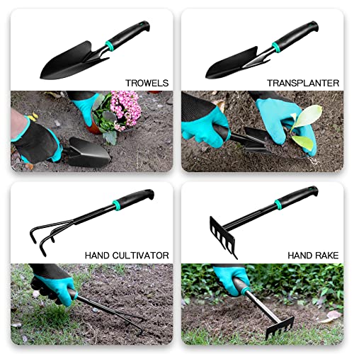 9 PCS Garden Tool Set Kids Gardening Tool Kit for Digging, Planting and Pruning, Gardening Hand Tools with Storage Bag, Ideal Garden Gifts for Men, Women and Any Gardener